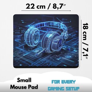 XXL Mouse Pad AI Art Gaming Headset Blueprint - Large Gamer Mouse Pad ...