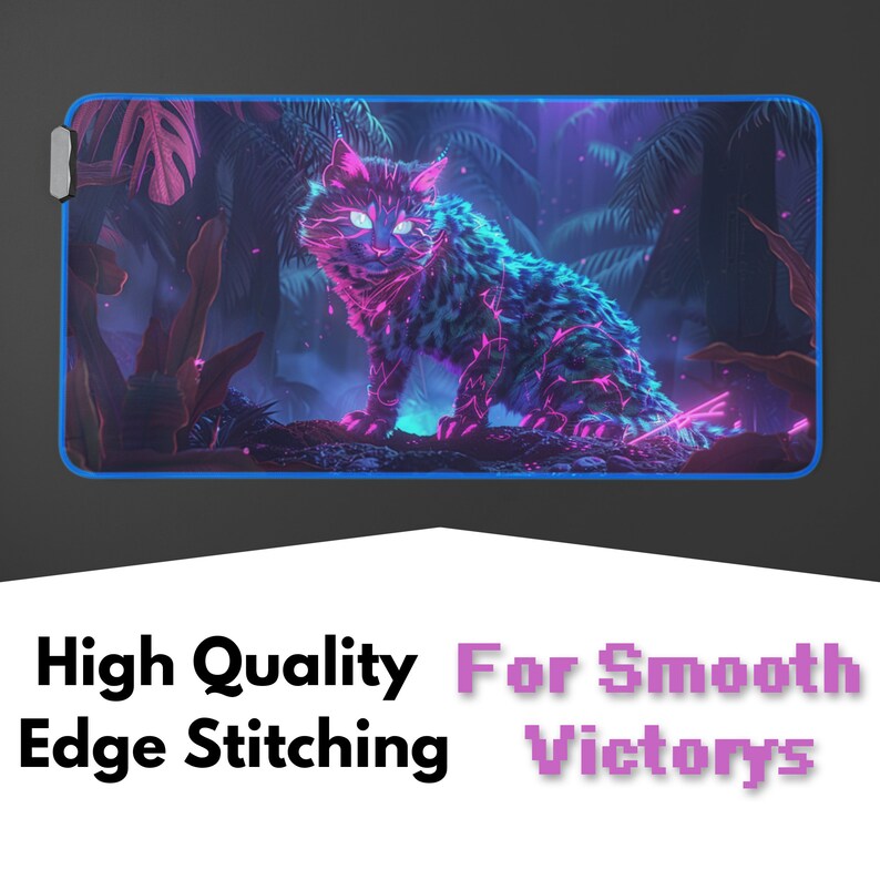 Synthwave Cat Mouse Pad – AI Art, Neon Gaming Accessory - Etsy