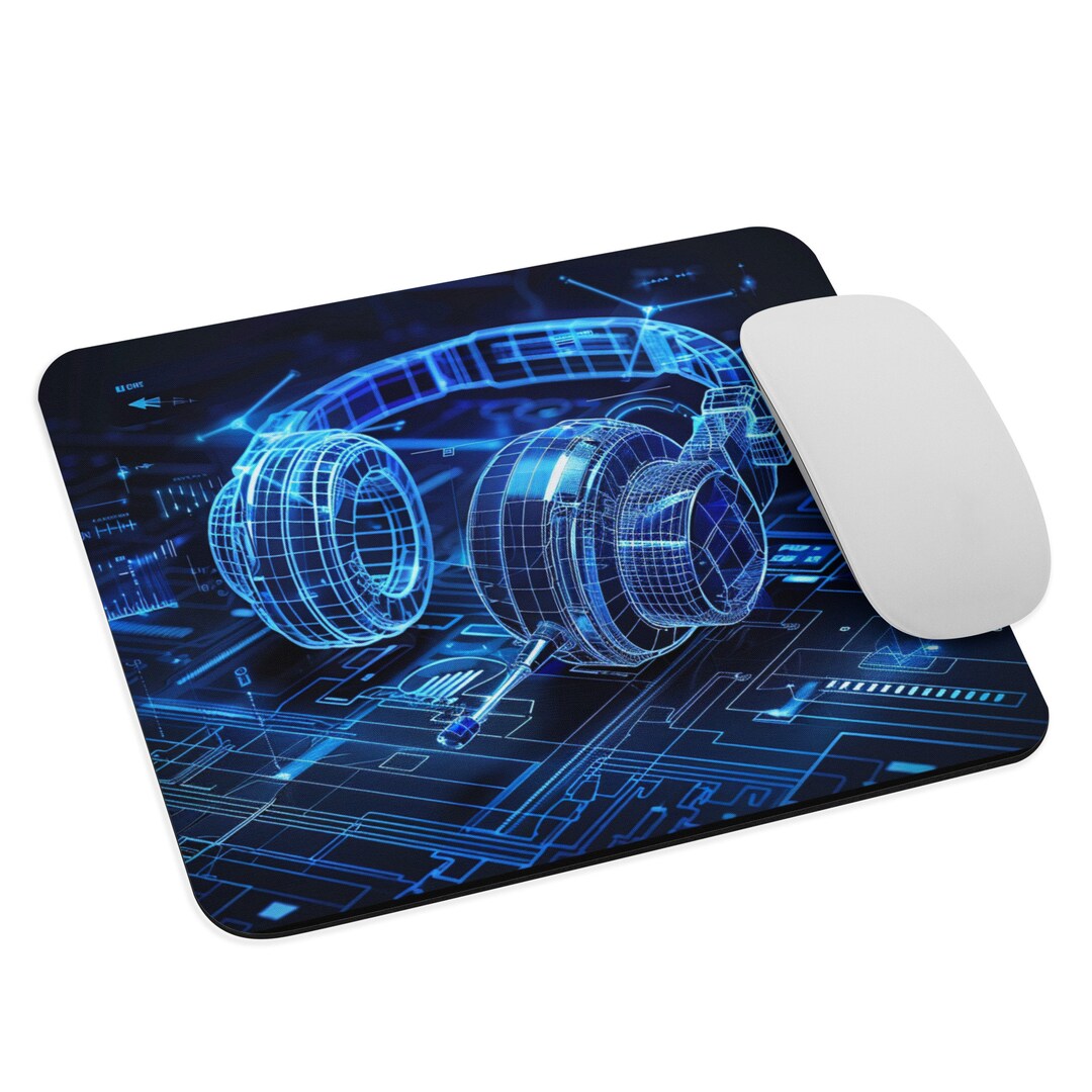 Gamer Mouse Pad Blueprint Design Gamer Headset Futuristic PC Gaming ...