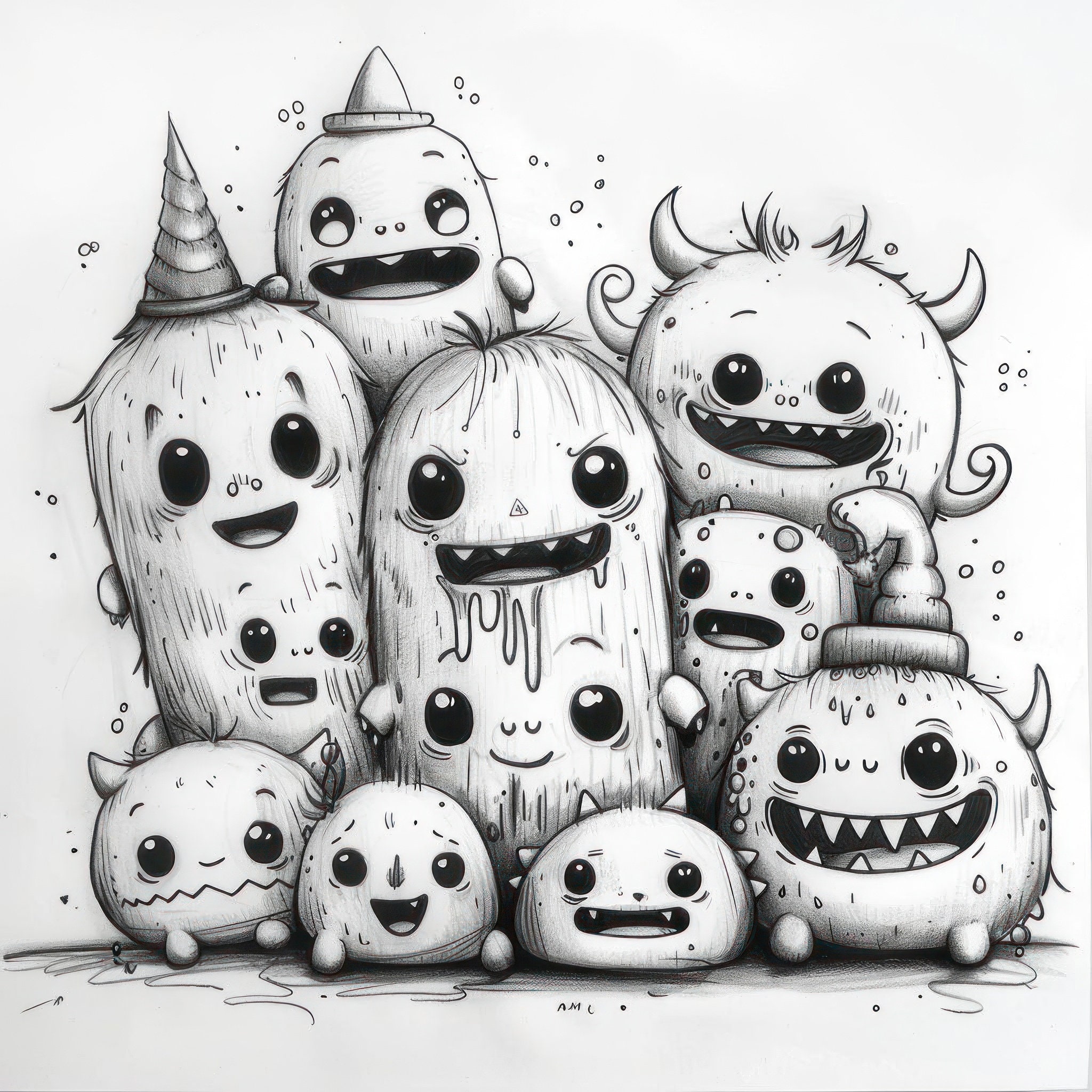 100 Kawaii Monsters Coloring Pages Friendly Creatures Printable PDF - Etsy