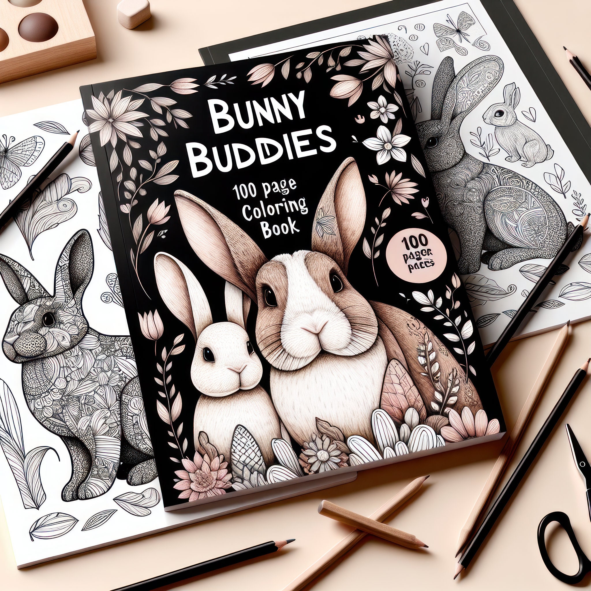 100 Printable Coloring Book Bunny Buddies Creative Download Digital PDF ...