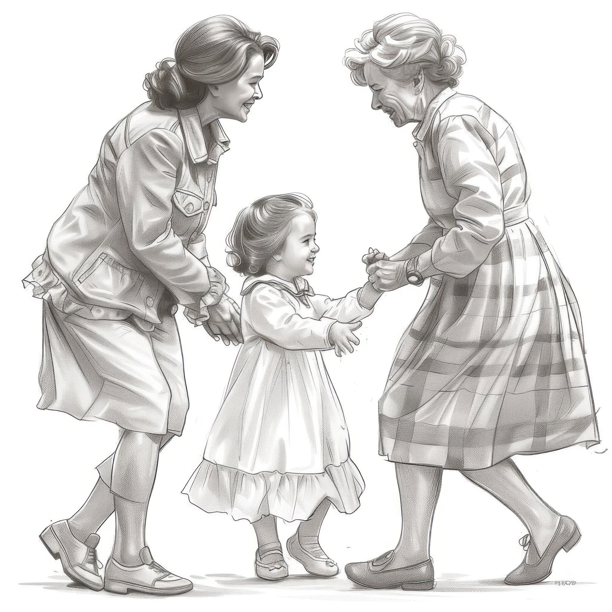 100 Printable Coloring Book Generational Moms, Family Portraits ...