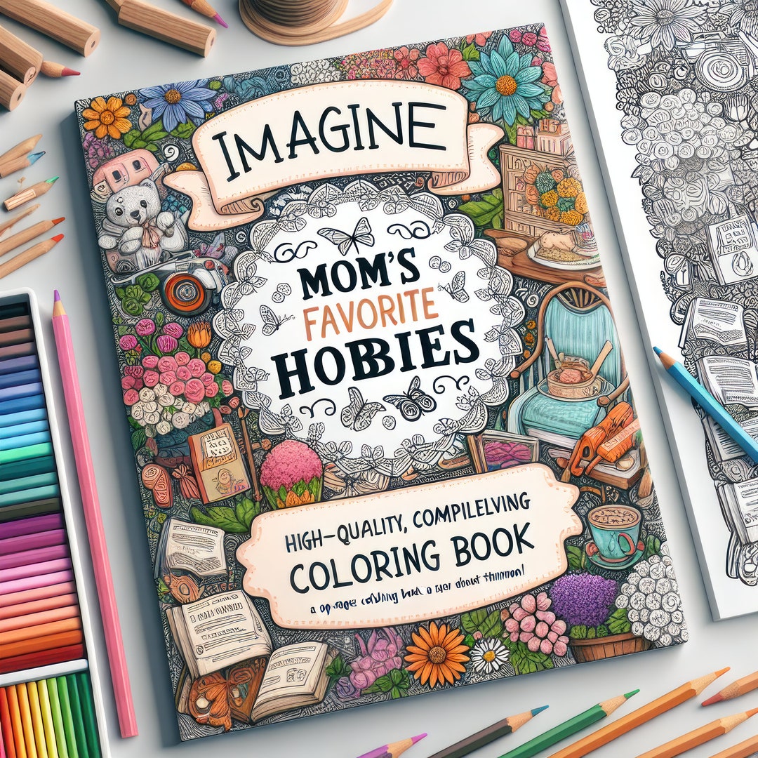 100 Printable Coloring Book Mom Hobby Scenes, Gardening, Painting, Yoga ...