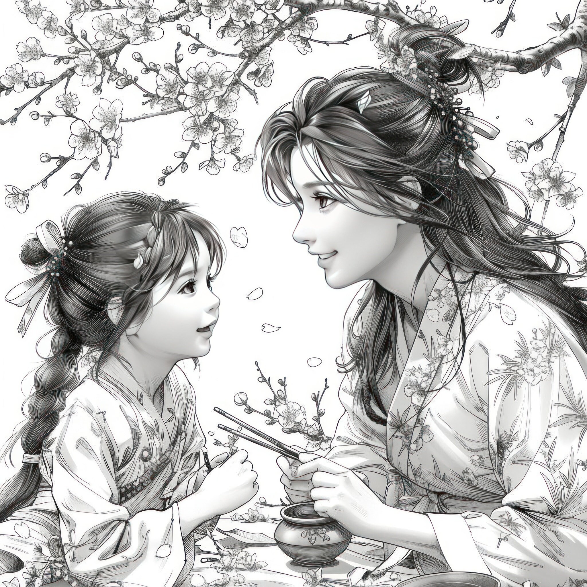 100 Printable Coloring Book Generational Moms, Family Portraits ...