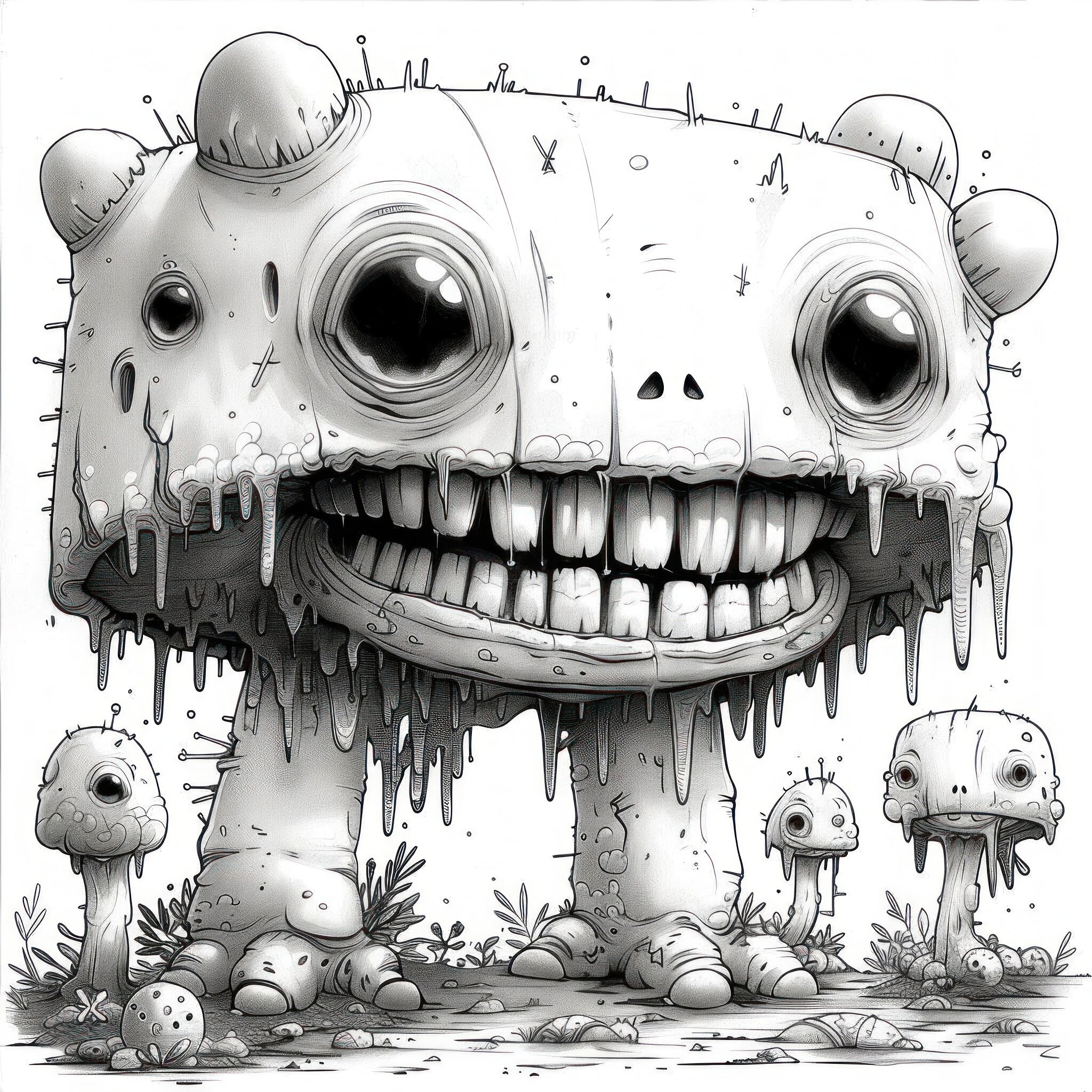 100 Kawaii Monsters Coloring Pages Friendly Creatures Printable PDF - Etsy