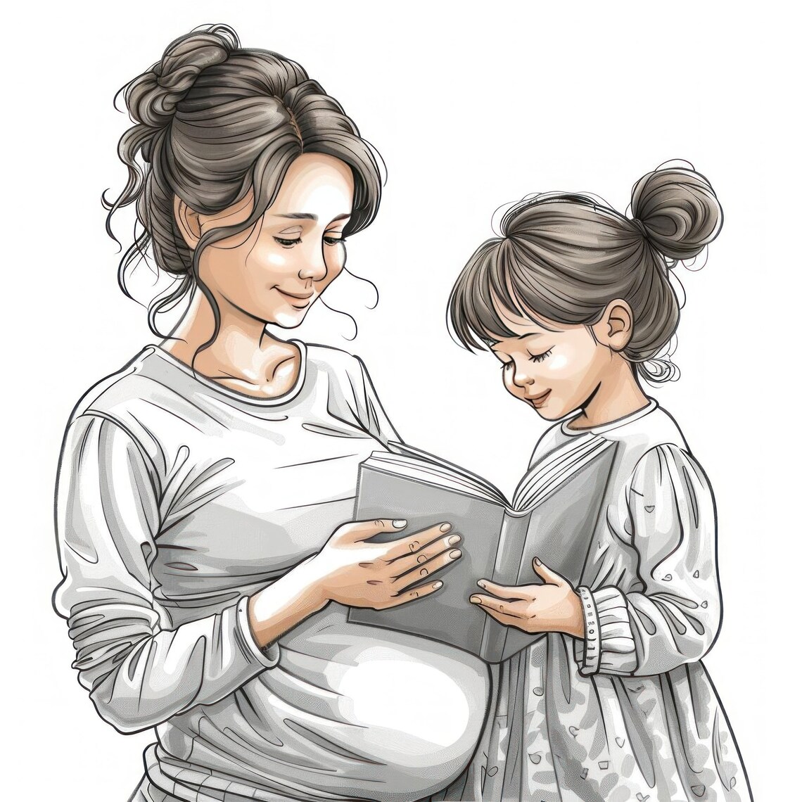 100 Printable Coloring Book Generational Moms, Family Portraits ...