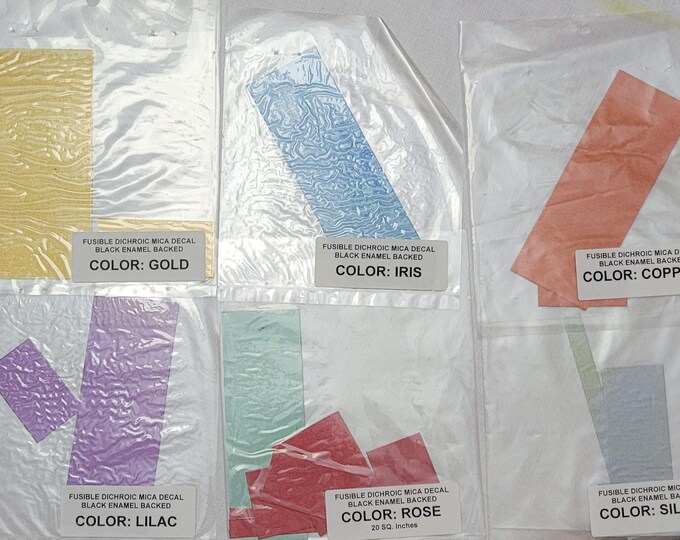 Fusable Dichroic Mica Decal Slide / 6 Pieces 7 Colors / Various Sizes ...