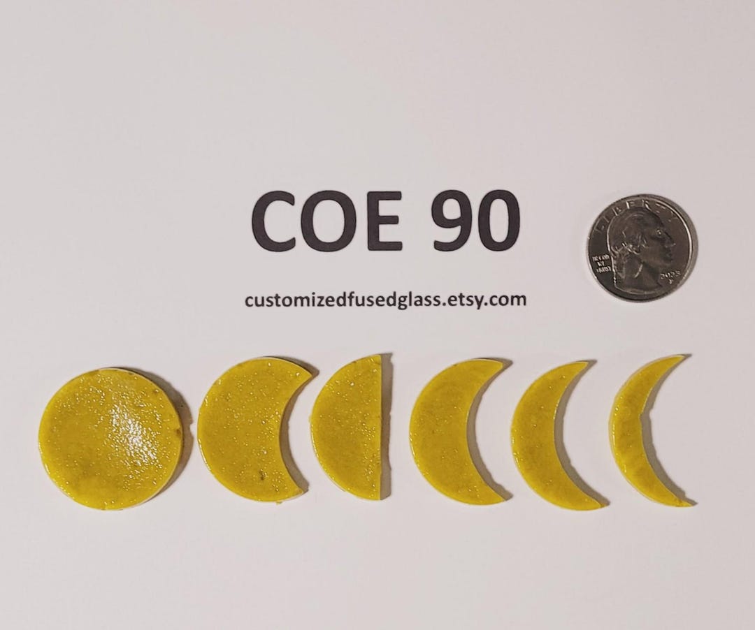COE 90 Crescent Moon Phases/ 5 Pieces / Freeze and Fuse Bullseye Glass ...