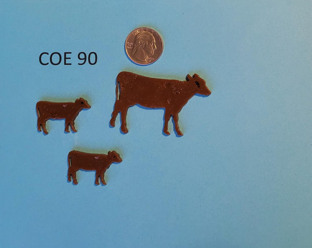 COE 90 Cow / Freeze and Fuse Bullseye Glass. Missing a Foot. Discounted ...