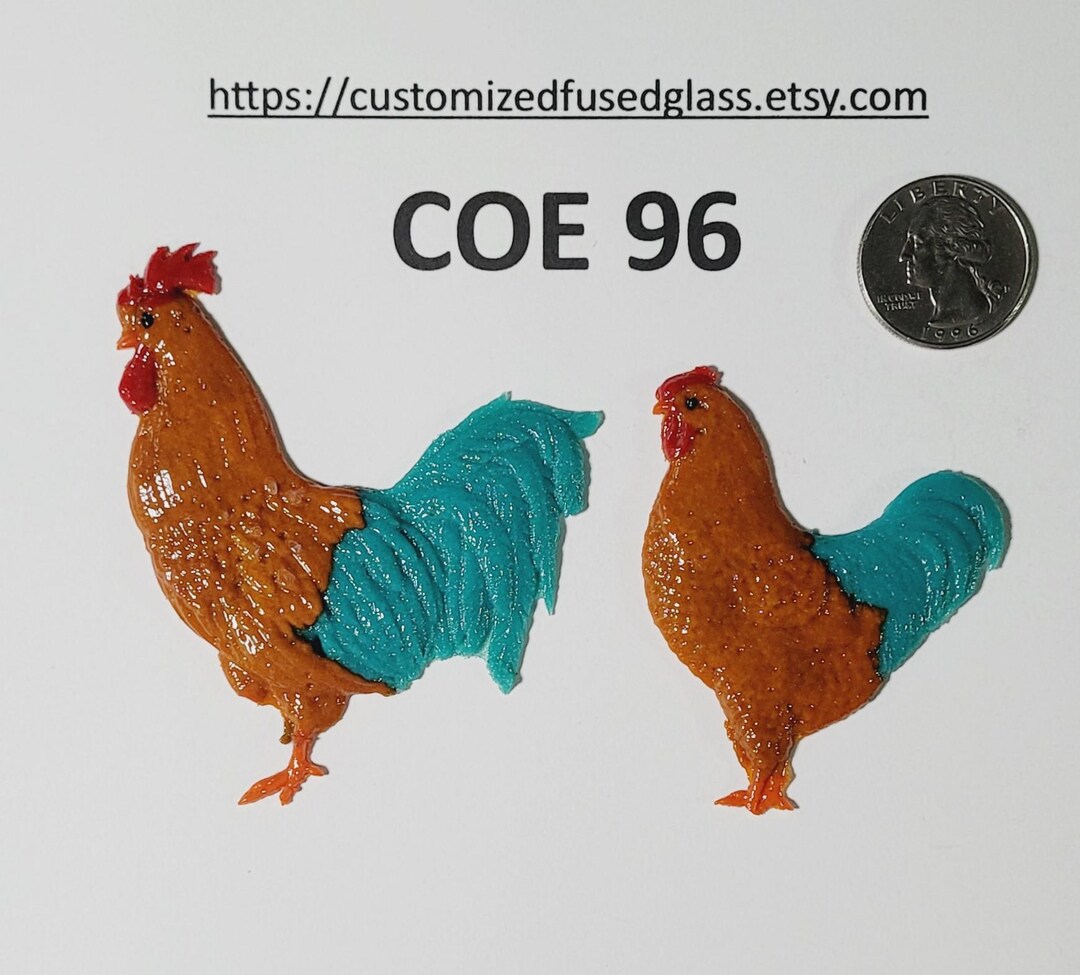 COE 96 Extra Large Rooster and Chicken / 2 Items / Freeze and Fuse ...