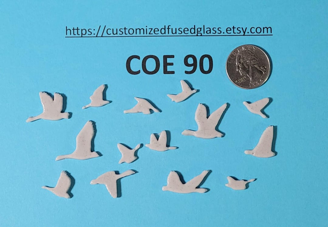 COE 90 White Flying Flockbirds/13 Item Pack / Freeze and Fuse Glass - Etsy