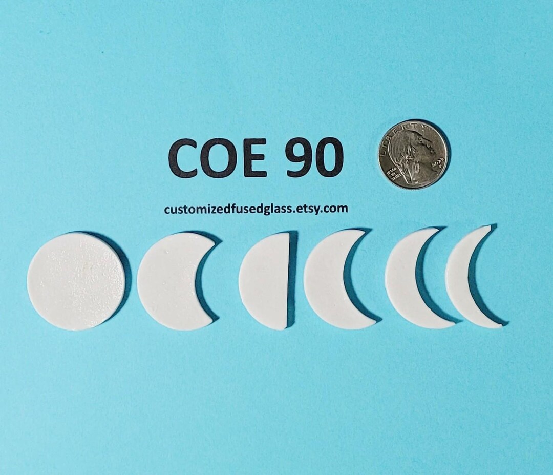 COE 90 Crescent Moon Phases/ 5 Pieces / Freeze and Fuse Bullseye Glass ...