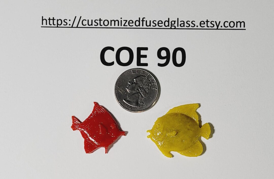 COE 90 Yellow and Red Fish/ Pair/ Freeze and Fuse Bullseye Glass - Etsy