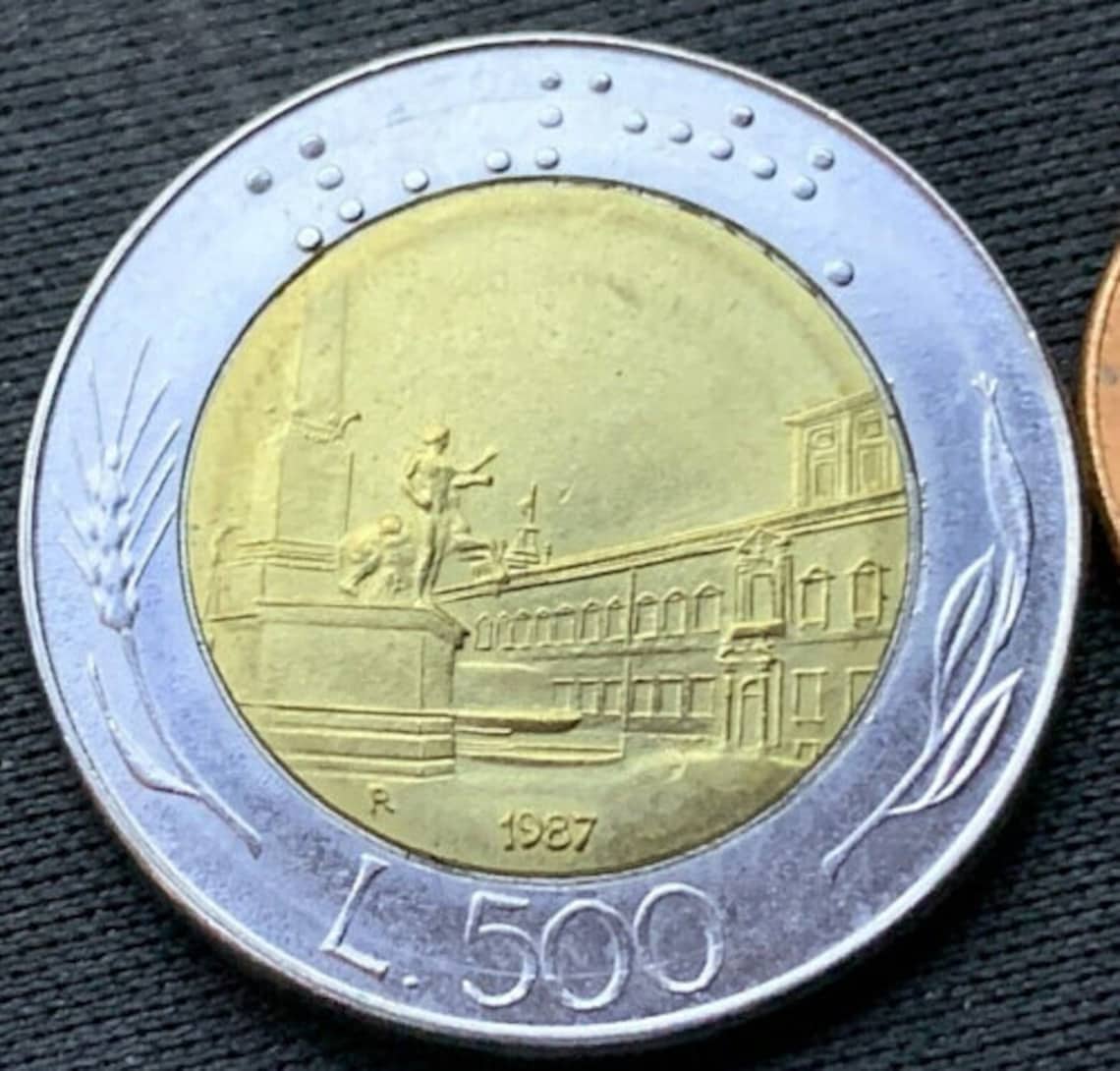 New Listing 500 Italian Lira Lire Italy Bimetal Coin Pendant Made With an Italian Genuine Coin ...