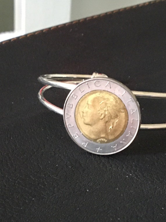 Italian Bangle Cuff Bracelet Made With a Genuine Italian 500 - Etsy