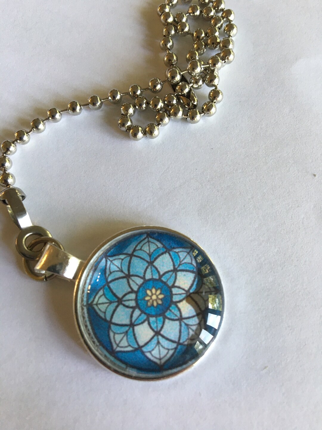 Picture Fan Pull, Stained Glass Look, Bright Blue Pull, Colorful Pull ...