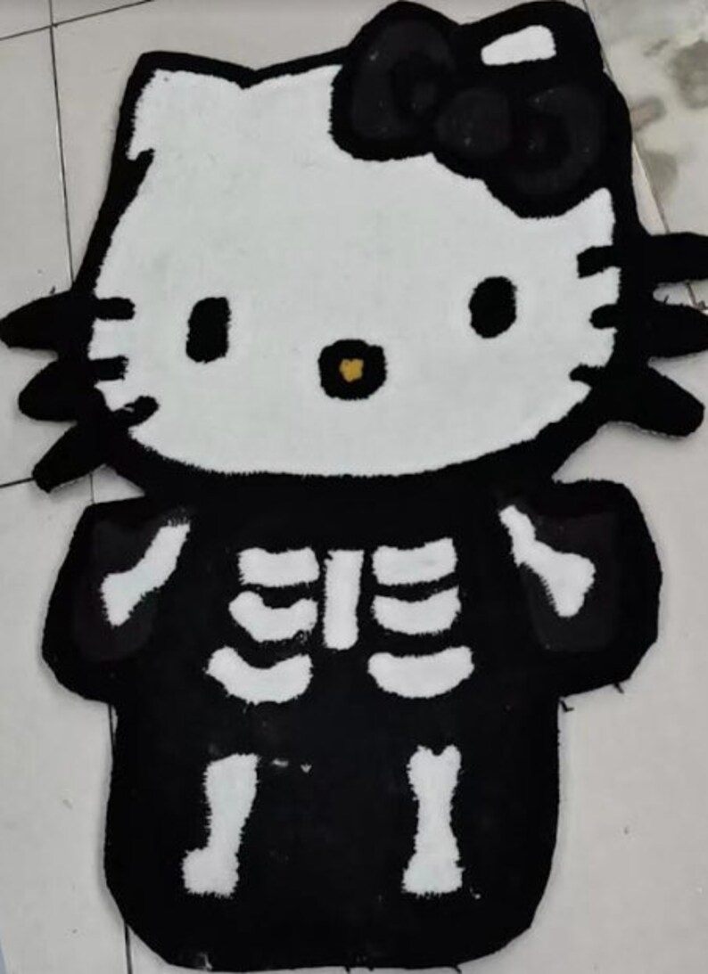 Skeleton Halloween Handtufted Hello Kitty, Cute Kawaii Sanrio Inspired ...