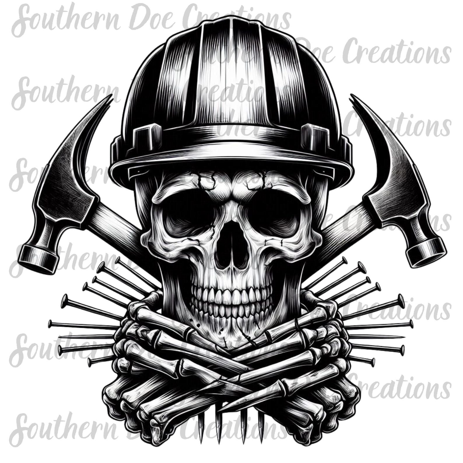 Construction Skull PNG File for Sublimation, Tshirts, Totes, Makeup ...