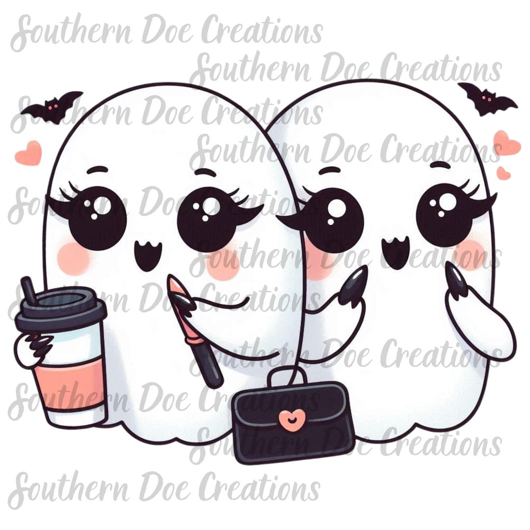 Adorable Ghost Baddies Cute Ghost Png File For Sublimation Tshirts Totes Makeup Bags Etsy