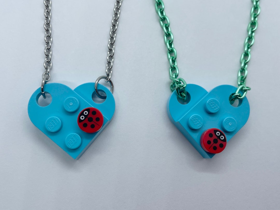 LEGO® Brick Ladybug Medium Azure Lime Green Necklace Spring - Etsy