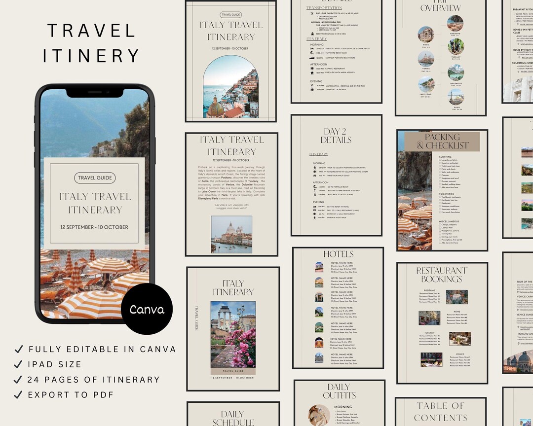 Italy Travel Itinerary Template | Digital Trip Planner | Europe ...
