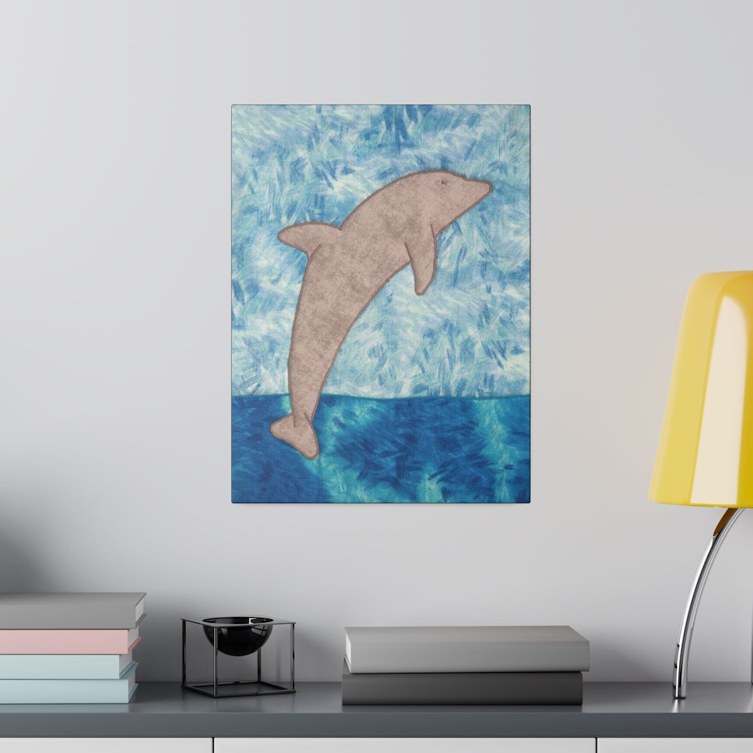 Dolphin Canvas Stretched Matte Wall Art - Etsy