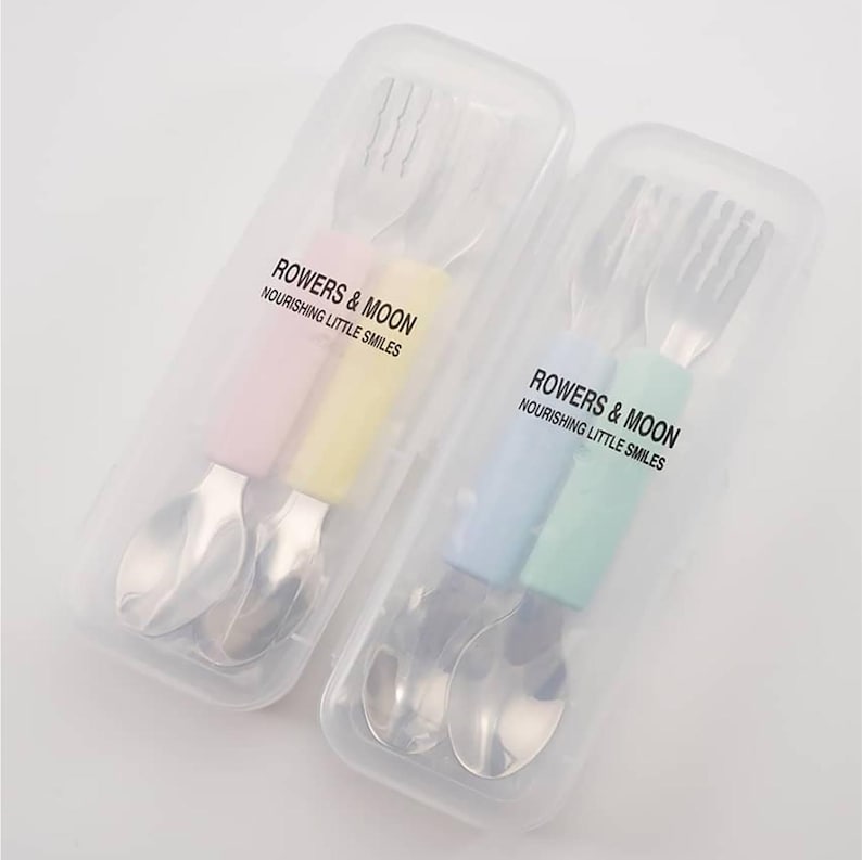 Stainless Steel Fork and Spoon Set for Toddlers - Etsy