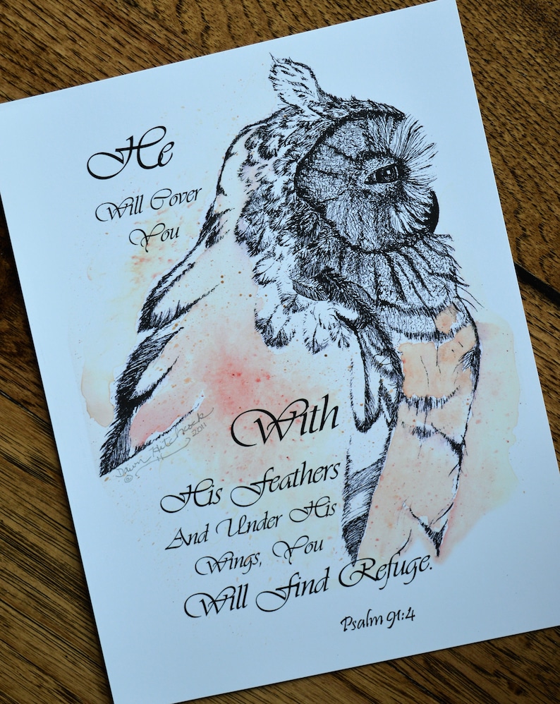 Great Horned Owl Watercolor Art Print Christian Bible Verse - Etsy