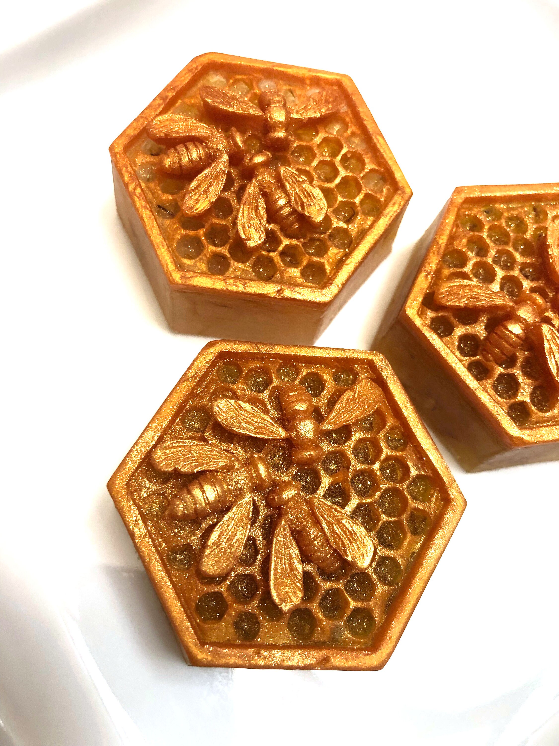 Honey Bee Soap, 3 Bars, Worker Bee Favor, Honeycomb Soap, Bee Party ...