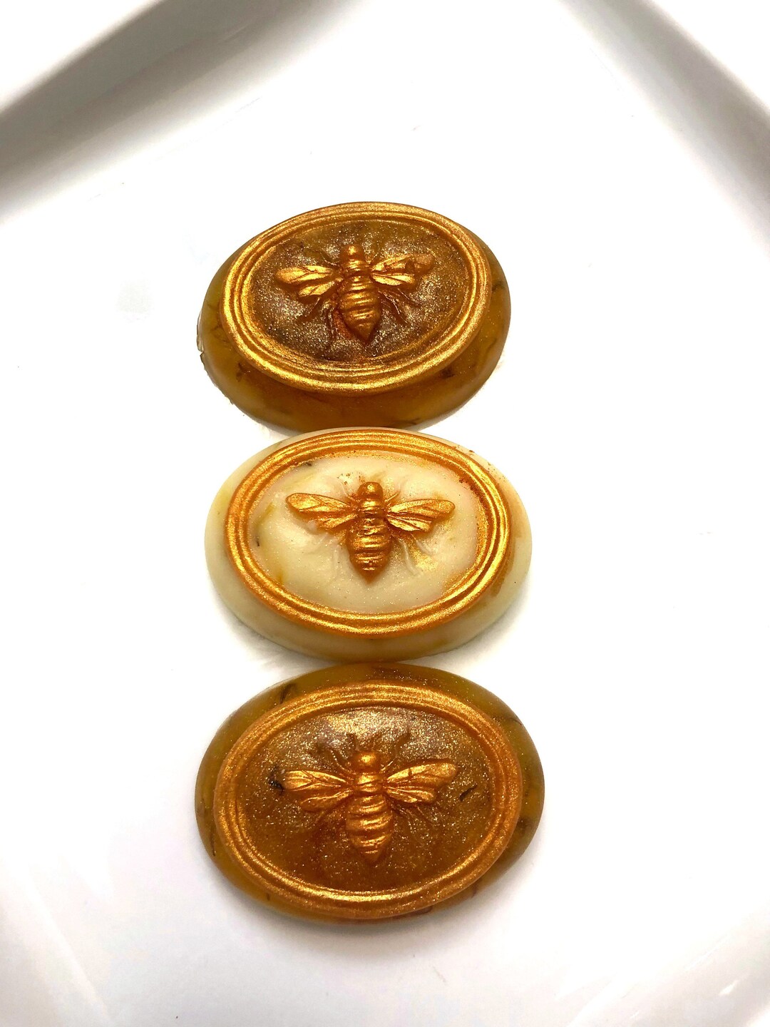 Set of 3 Honey Bee Mini Oval Travel Soaps With Calendula Petals ...