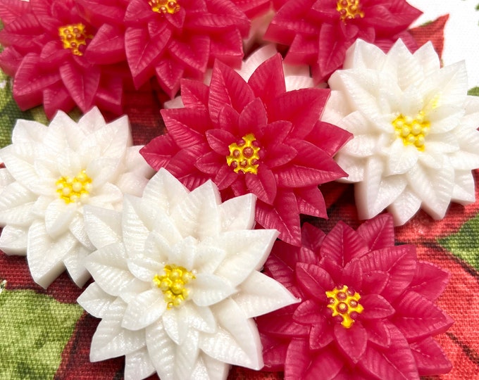 Mini Poinsettia Soap Set - Holiday Decor and Soap Embeds, 10 Pieces of ...