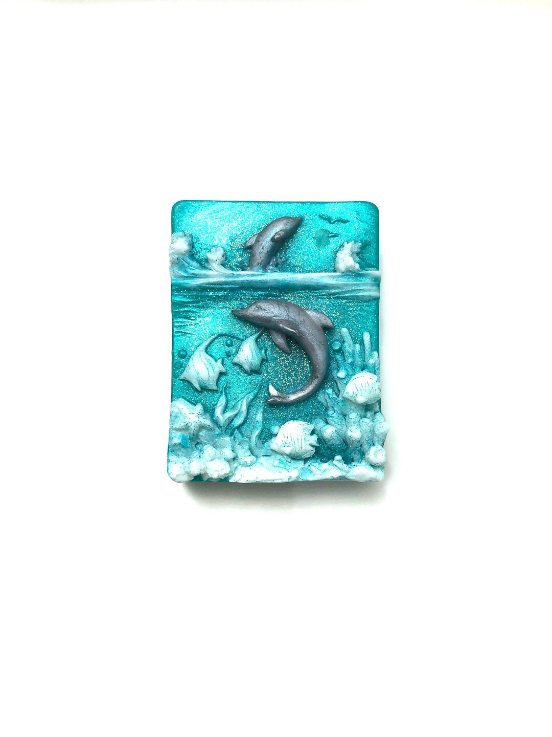 Dolphin Soap, Ocean Decor, Beach House Decor, Dolphins Soap, Glitter ...