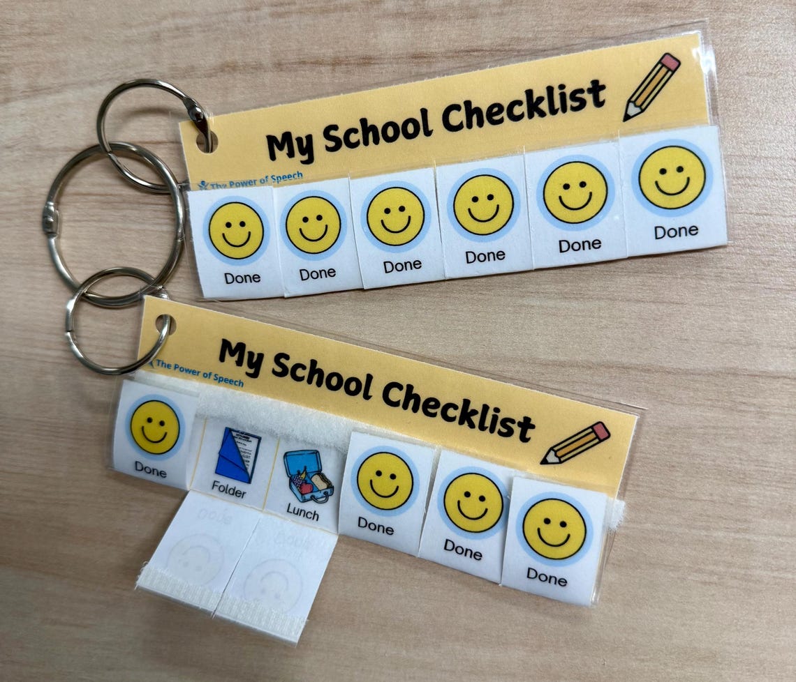Kids Printed " My School Checklist" Flip-up Routine Chart/visual School ...