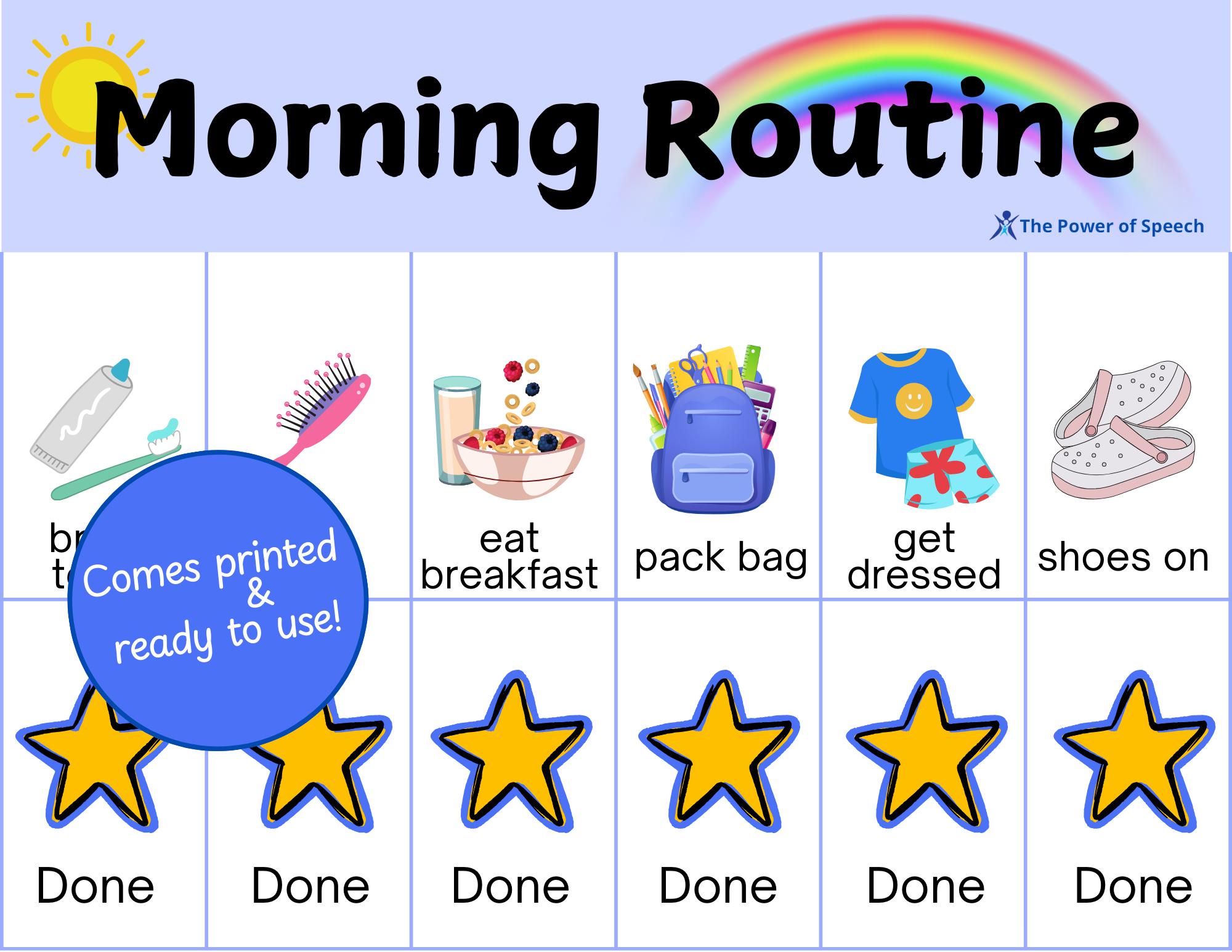 Kids Printed "morning Routine" Flip-up Routine Chart/visual Morning ...