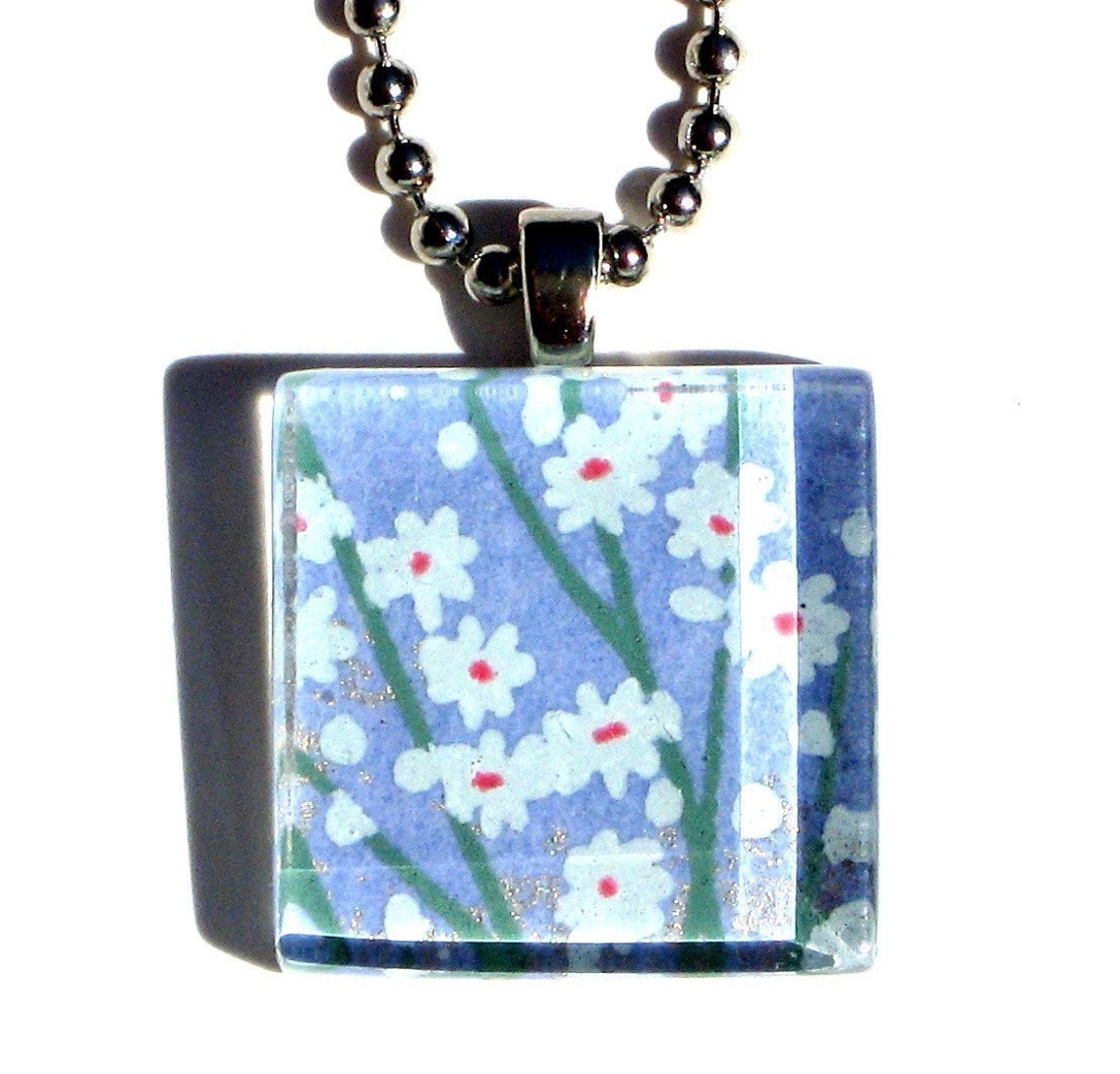 Lavender Field - Glass Tile and Japanese Chiyogami Pendant Necklace - Etsy