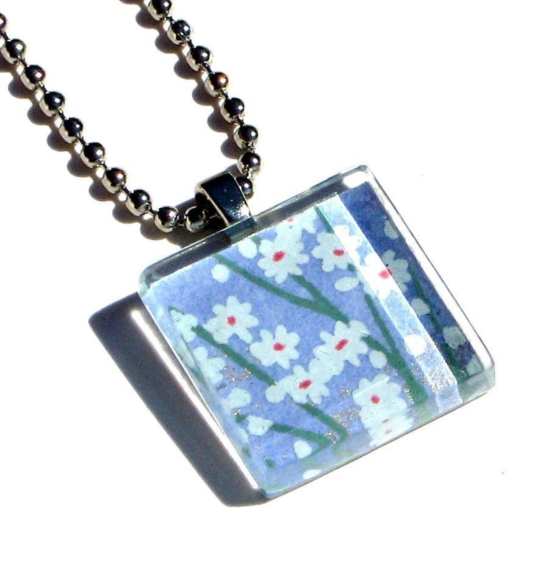 Lavender Field - Glass Tile and Japanese Chiyogami Pendant Necklace - Etsy