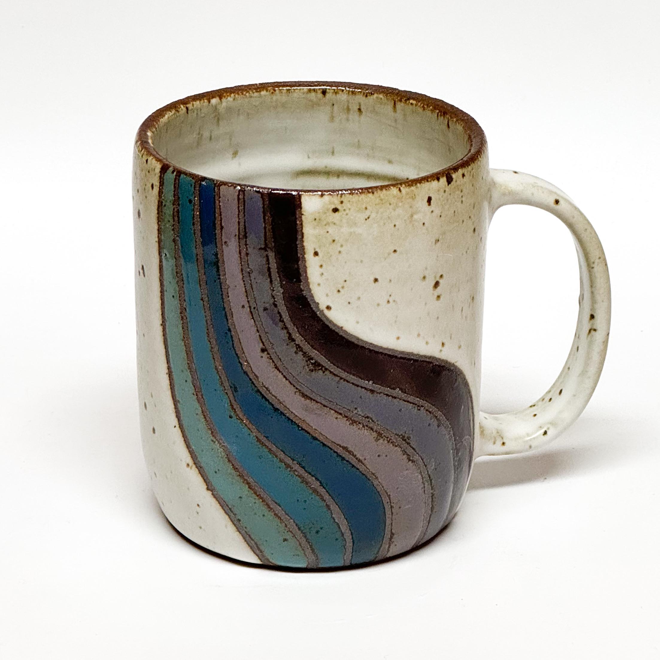 Colorful Rainbow Wave Mug on Dark Clay 4 - Etsy