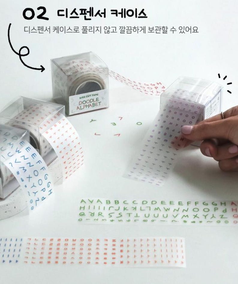 Alphabet Sticker Roll - ICONIC Doodle Alphabet Kiss Cut Tape 두들 알파벳 키스컷 ...