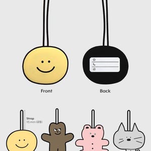 Cute Doodle Luggage Tag Iconic / Smiley Face Luggage Tag / Cute Cat ...