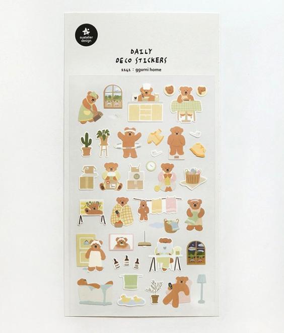 Cute Bear Sticker Sheet - Suatelier Deco Stickers No. 1141 "ggumi Home ...