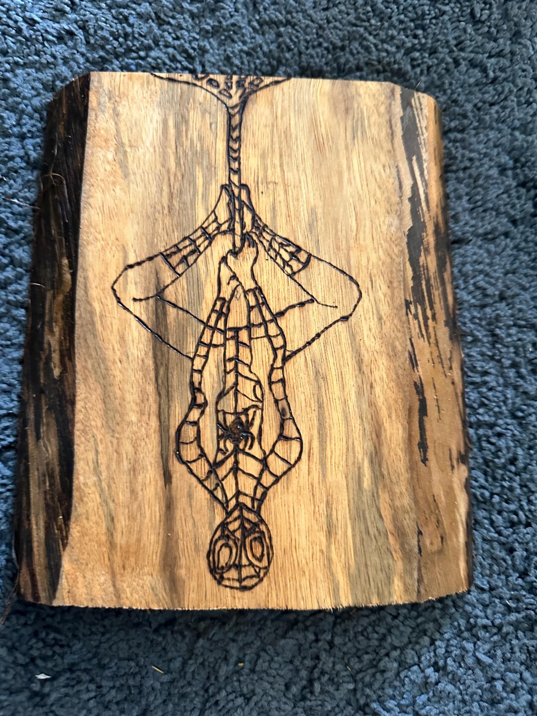 Spider-man Wood Burning Sign Live Edge - Etsy