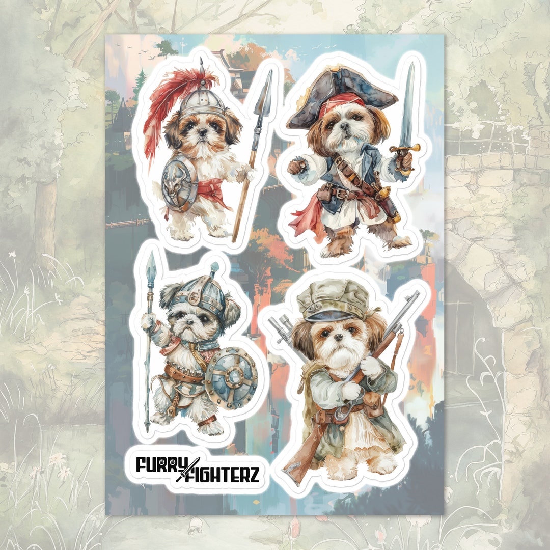 FURRY FIGHTERZ: Shihtzu Warriors Sticker Set - Centurion, Pirate ...
