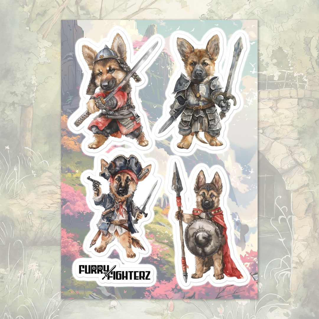 FURRY FIGHTERZ: Loyal German Shepherd Warriors Sticker Set - Knight ...