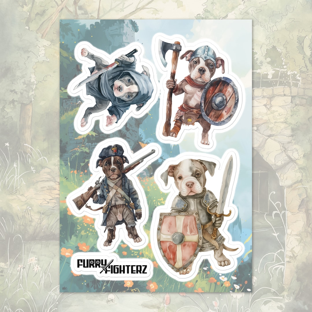FURRY FIGHTERZ: Braveheart Pitbulls Sticker Set - Knight, Infantryman ...