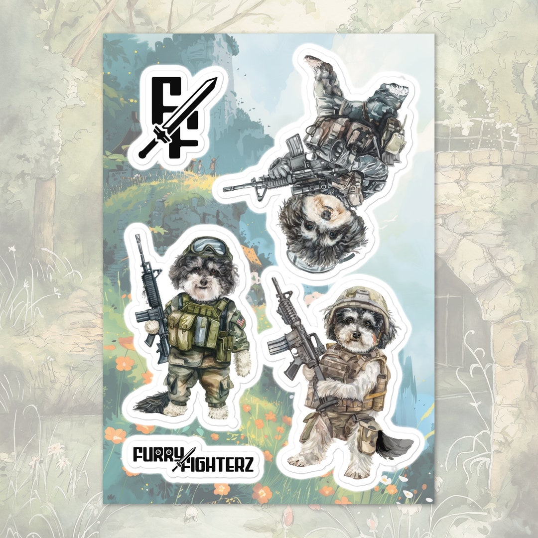 CUSTOM FURRY FIGHTERZ: Warrior Shih Tzu Dog Sticker Set - Unique Dog ...