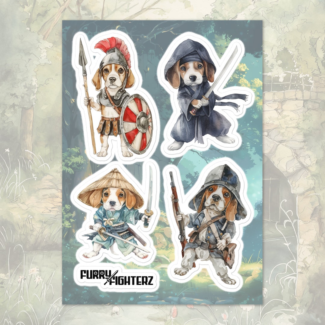 FURRY FIGHTERZ: Battle Beagles Sticker Set - Centurion, Ninja, Samurai ...