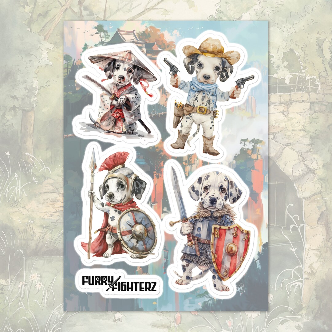 FURRY FIGHTERZ: Defending Dalmatian Sticker Set - Samurai, Cowboy ...