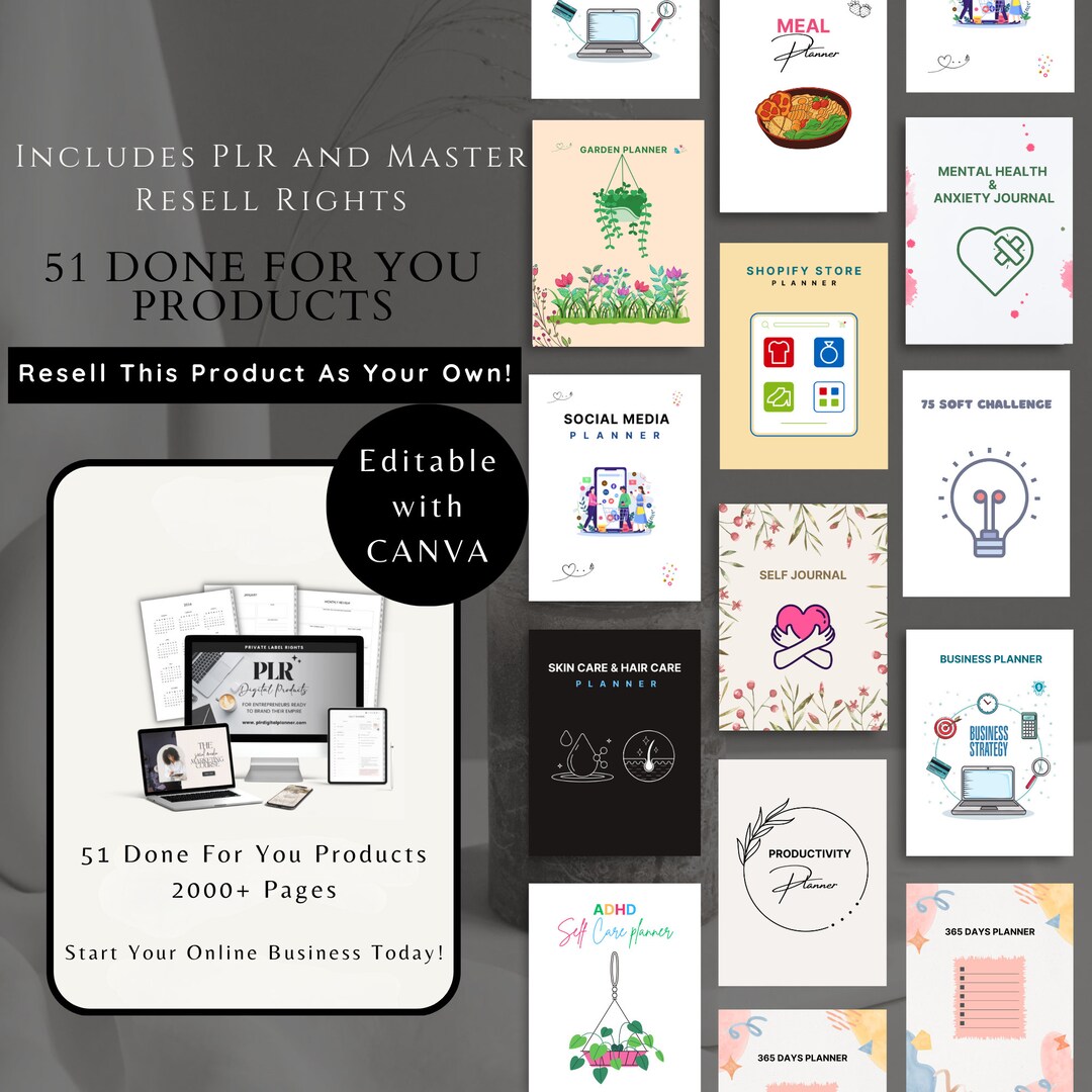 Editable Planners & Journals Bundle With MRR PLR 50 + Ebook's Ideal for ...