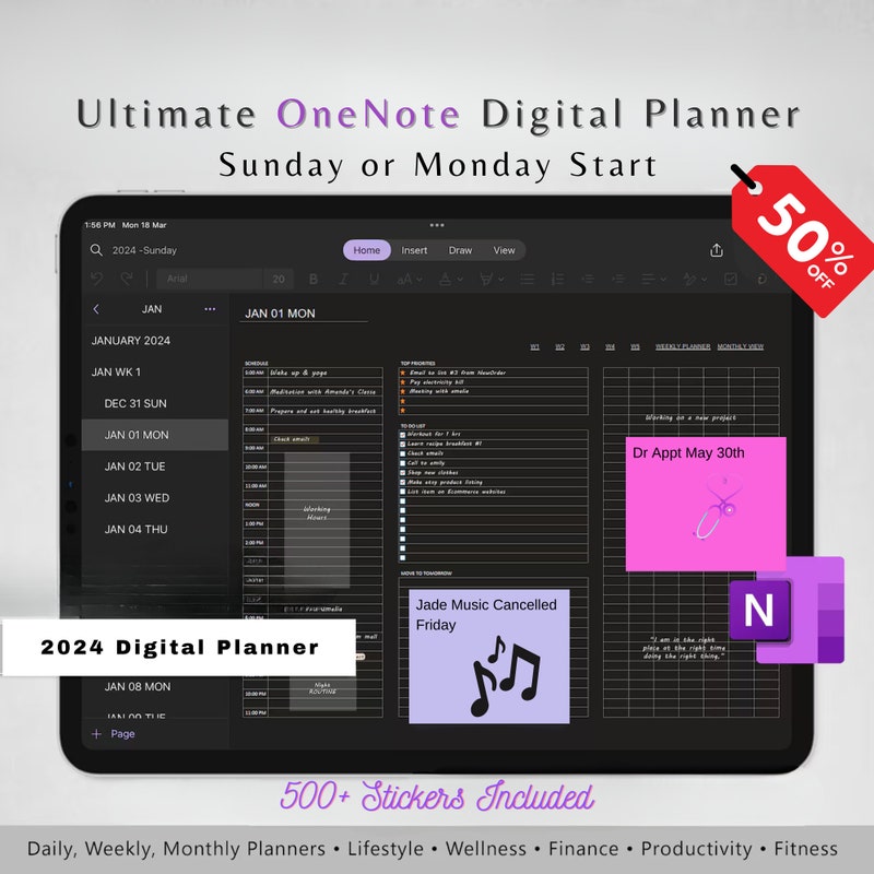 Digital Planner One Note - Etsy