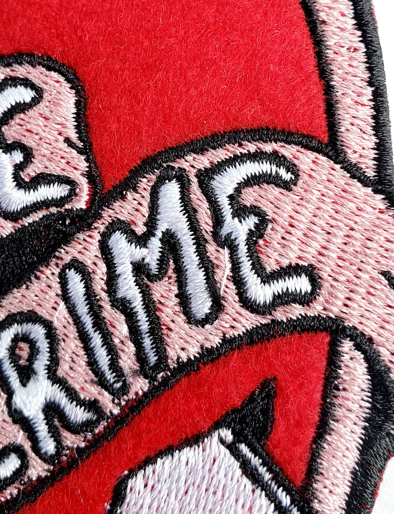True Crime Embroidered Iron-on Patch pink OR Gray Banner | Etsy